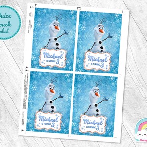 Olaf Birthday Party Juice Pouch Label Beautiful Glitter Frozen Olaf ...