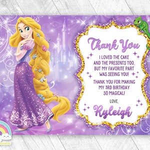 Princess Rapunzel Birthday Thank You Card Tangled Invites Birthday ...