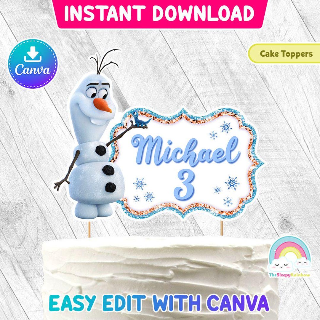 Olaf Birthday Party Cake Toppers Frozen Olaf Printable Birthday Cake ...