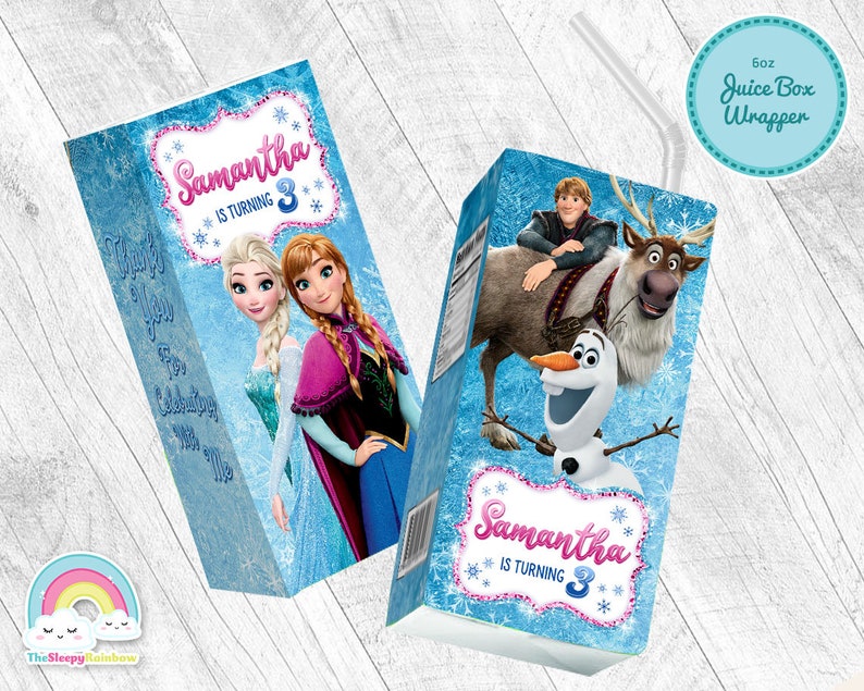 Frozen Elsa Anna Kristoff Sven Birthday Party 6 Oz Juice Box - Etsy