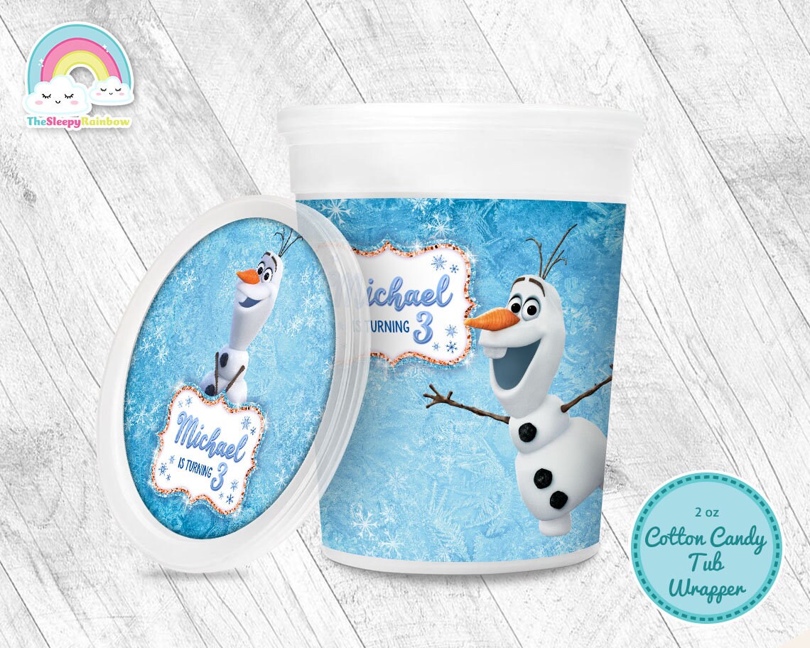 Olaf Frozen Birthday Party Cotton Candy Tub Wrapper Label - Etsy
