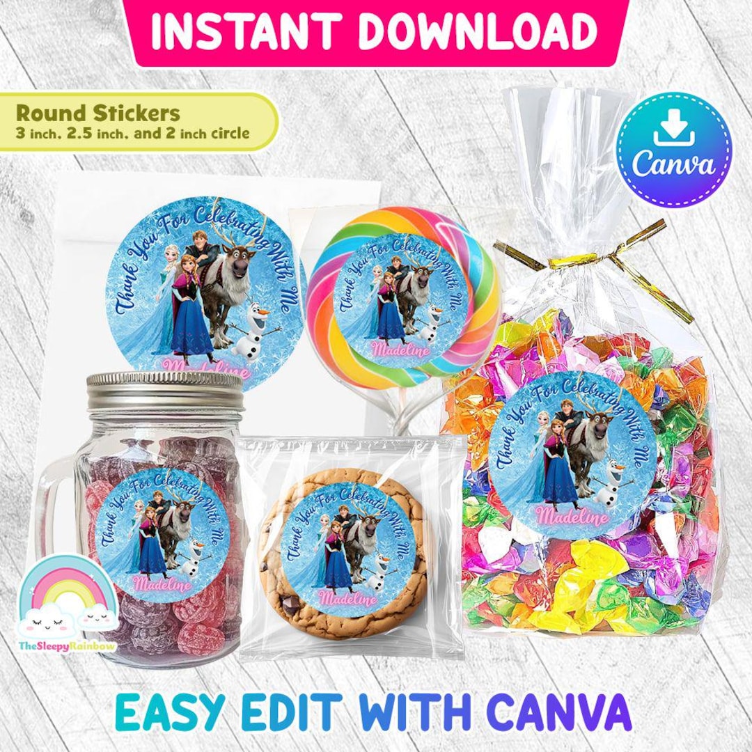 Frozen Elsa Anna Sven Kristoff 3 Inch 2.5 Inch 2 Inch Round Sticker ...