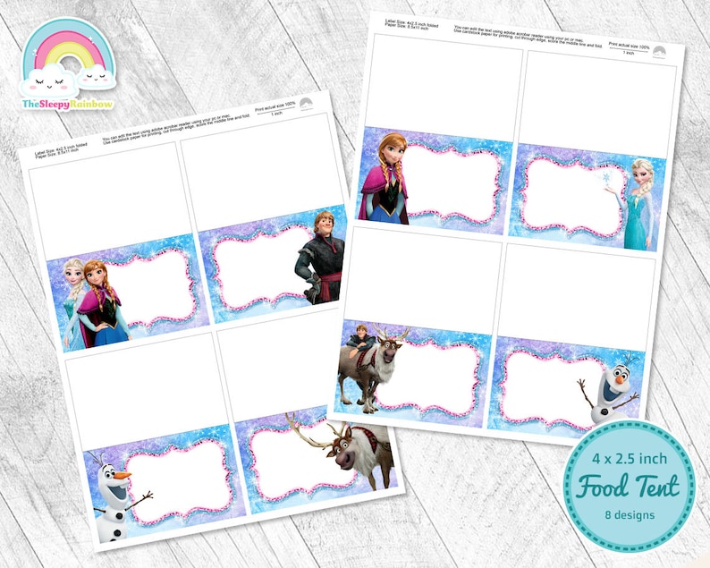 Frozen Elsa Anna Food Tent Birthday Party Printable Frozen | Etsy