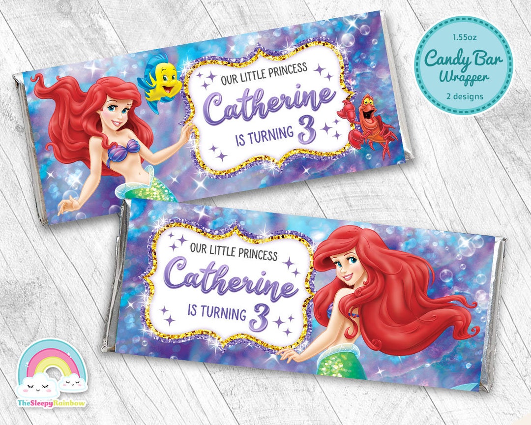 Little Mermaid Birthday Party Candy Bar Wrapper Little Mermaid Ariel ...