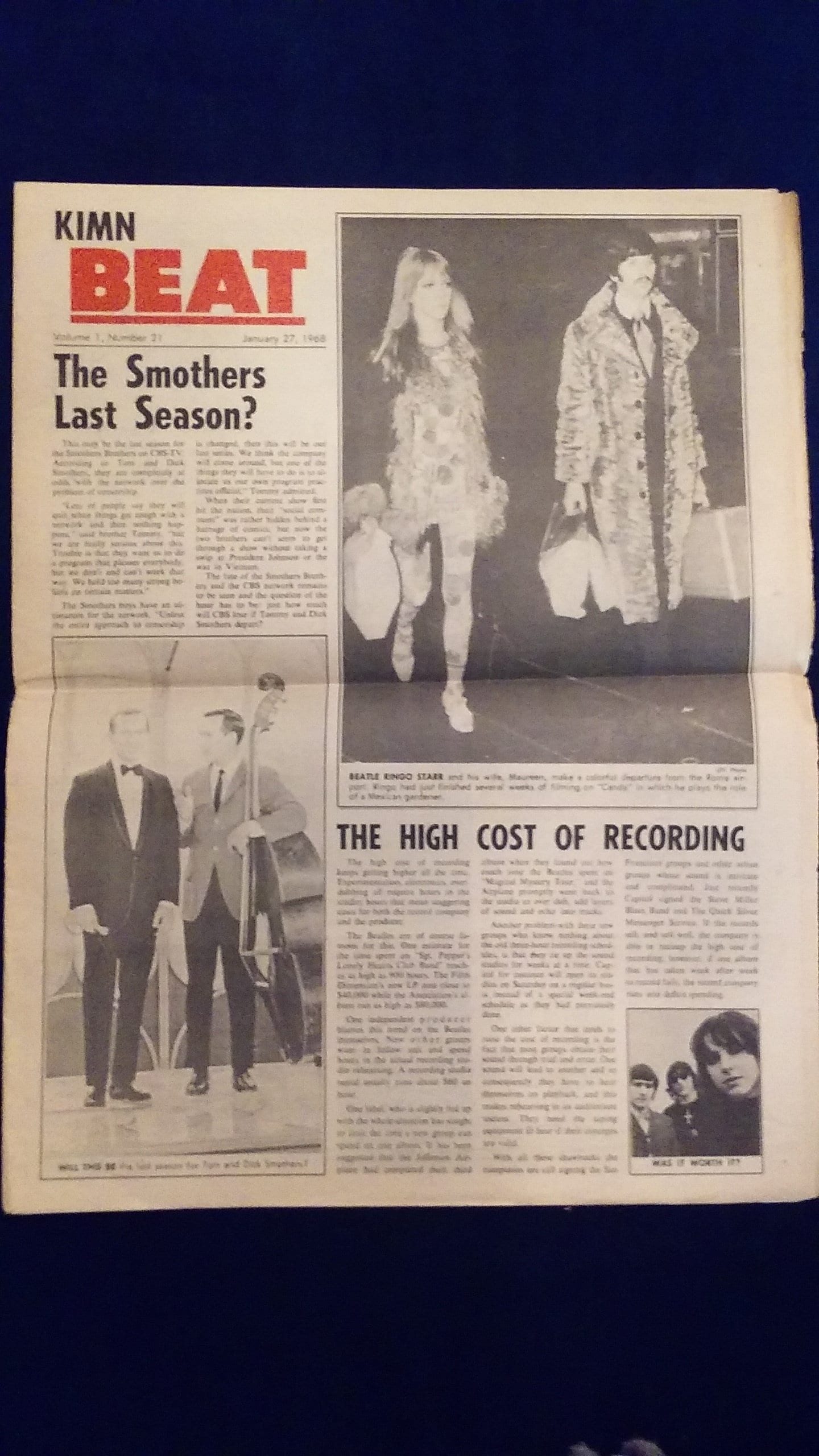 Beat Music Magazine, KIMN Denver, 27 janvier 1968, Ringo, Smothers ...