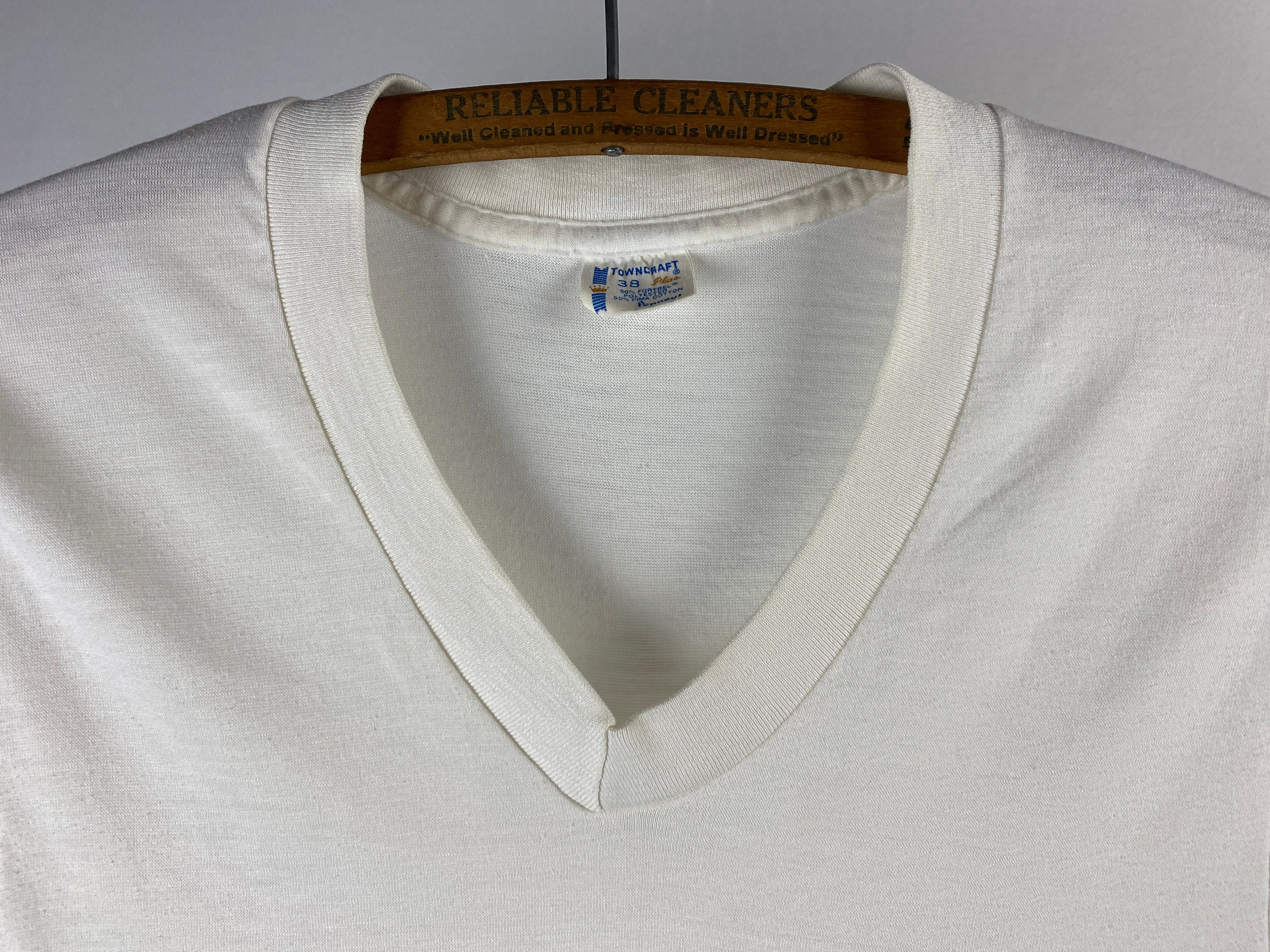 1960s Towncraft Penneys Plain White Tee Basic V Neck Soft - Etsy