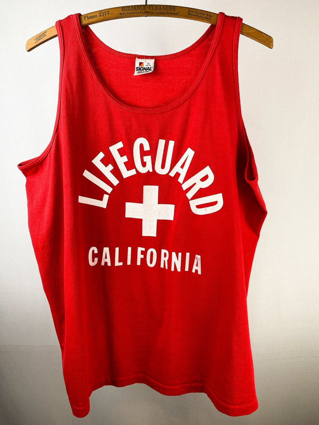 Original 90s California Lifeguard Red Tank Top | Signal Mega-tee | Made ...