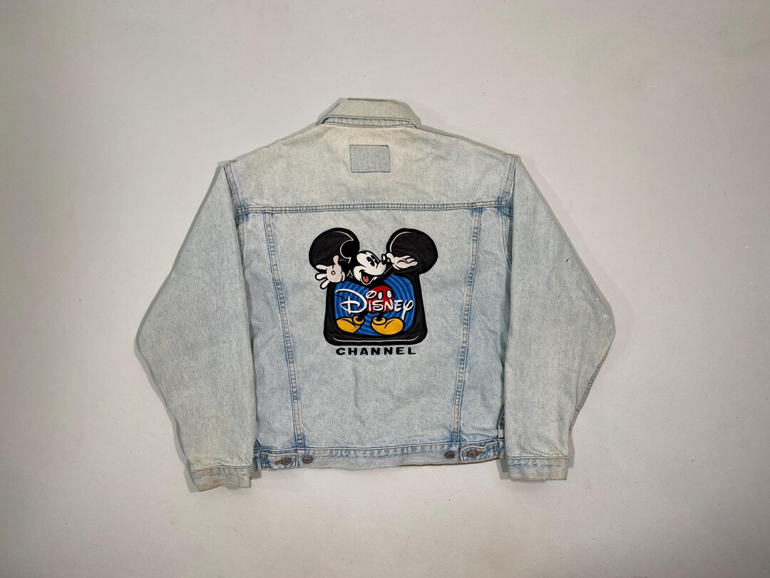 Vintage 90s Disney Channel Embroidered Light Wash Denim Trucker Jacket ...
