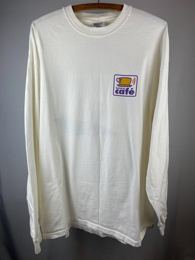 Vintage Y2K 100% Cotton Graphic T-shirt Bevocal Cafe Coding Shirt ...