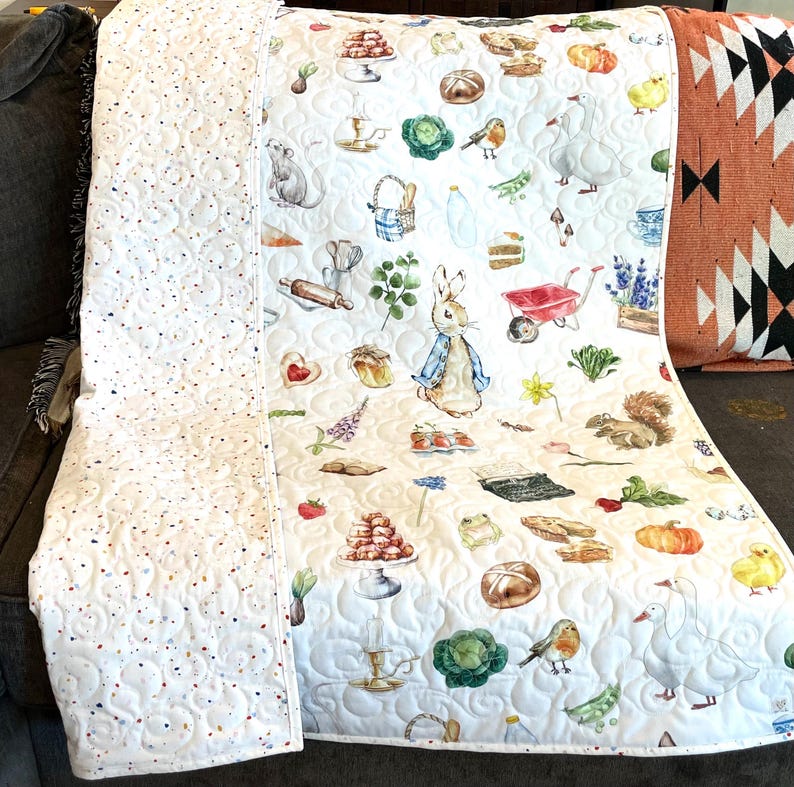 Baby Quilt Blanket - Peter Rabbit and His Favorite Things / Beatrix ...