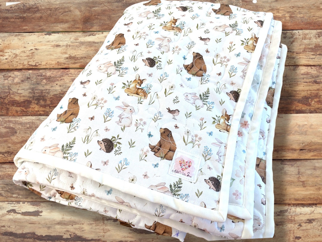 Baby Quilt Blanket - Woodland in Spring Floral Quilt/ Quilted Baby ...
