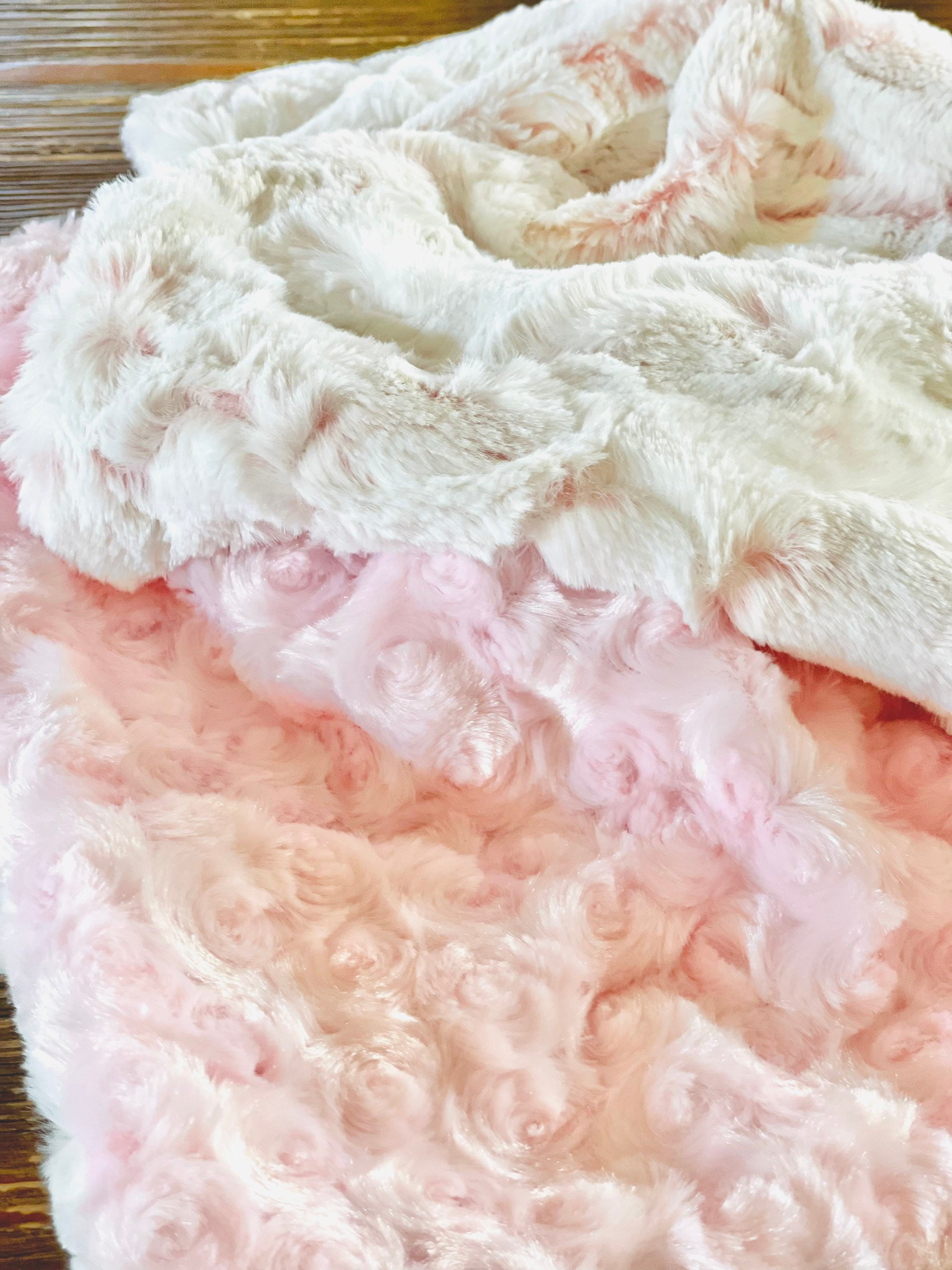 Mini Lovey Double Minky/snowy Owl Rosewater Minky/swirl Rose Minky ...