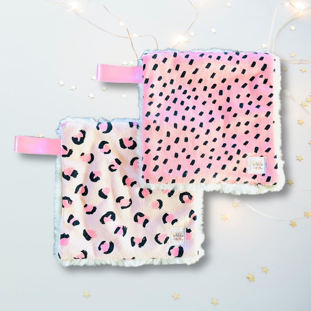 Pink Leopard Minky Mini Lovey - Crinkle Pacifier Holder - Etsy