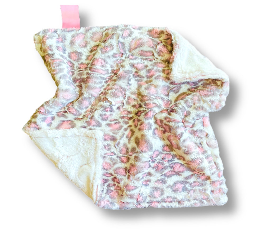 Pink Leopard Minky Lovey Blanket: Rosewater Hide, Satin Ribbon - Etsy