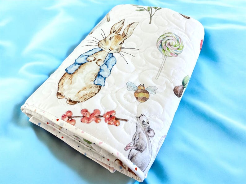 Baby Quilt Blanket - Peter Rabbit and His Favorite Things / Beatrix ...