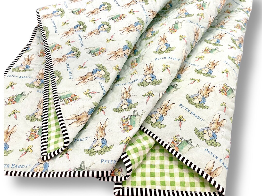Baby Quilt Blanket - Peter Rabbit (green) Quilt / Quilted Baby Blanket ...
