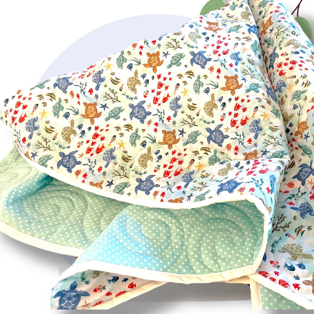 Baby Quilt Blanket - Sea Turtles & Friends Quilt / Quilted Baby Blanket ...