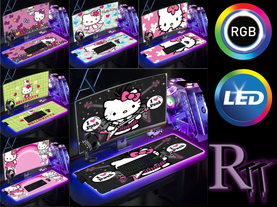 Hello Kitty LED Gaming Large RGB Extended Anti-slip Mouse Mat Pad ...