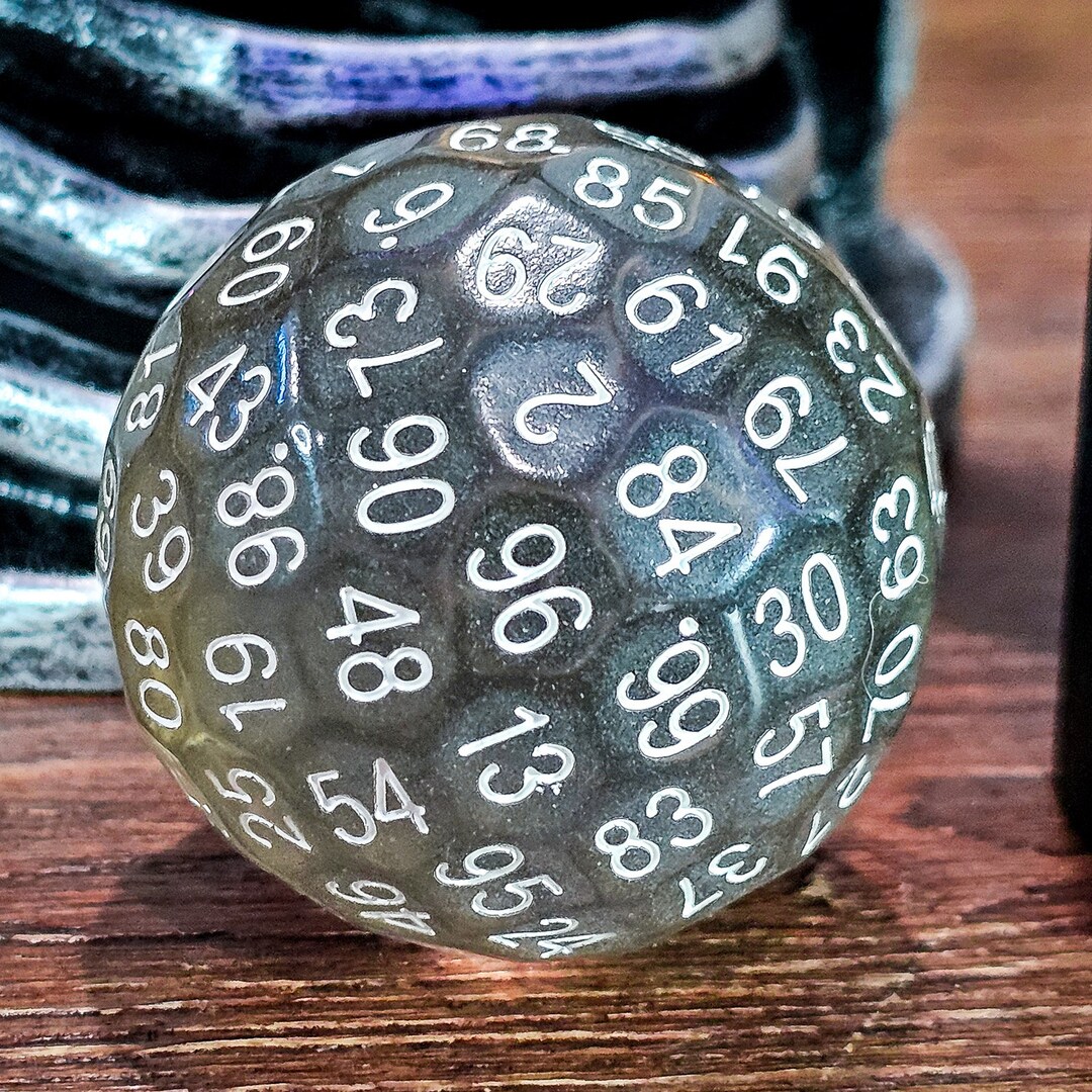Transparent Gray Resin D100 DND Dice 100 Sided Polyhedral Die Dungeons ...