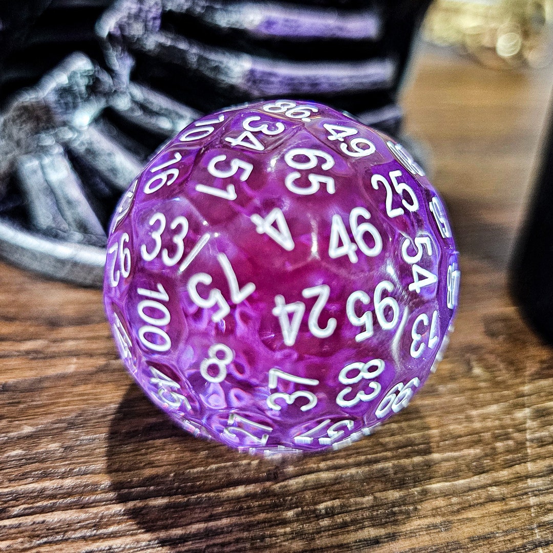 Transparent Resin Purple D100 DND Dice 100 Sided Polyhedral Die ...