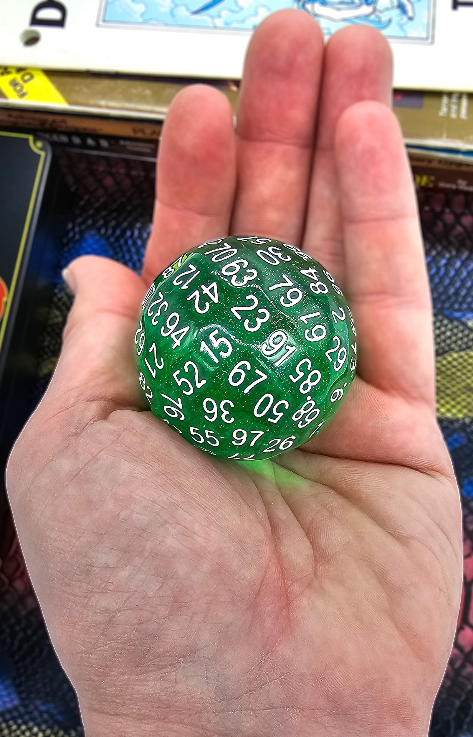 Transparent Green D100 Polyhedral DND Die 100 Sided Dice Dungeons ...