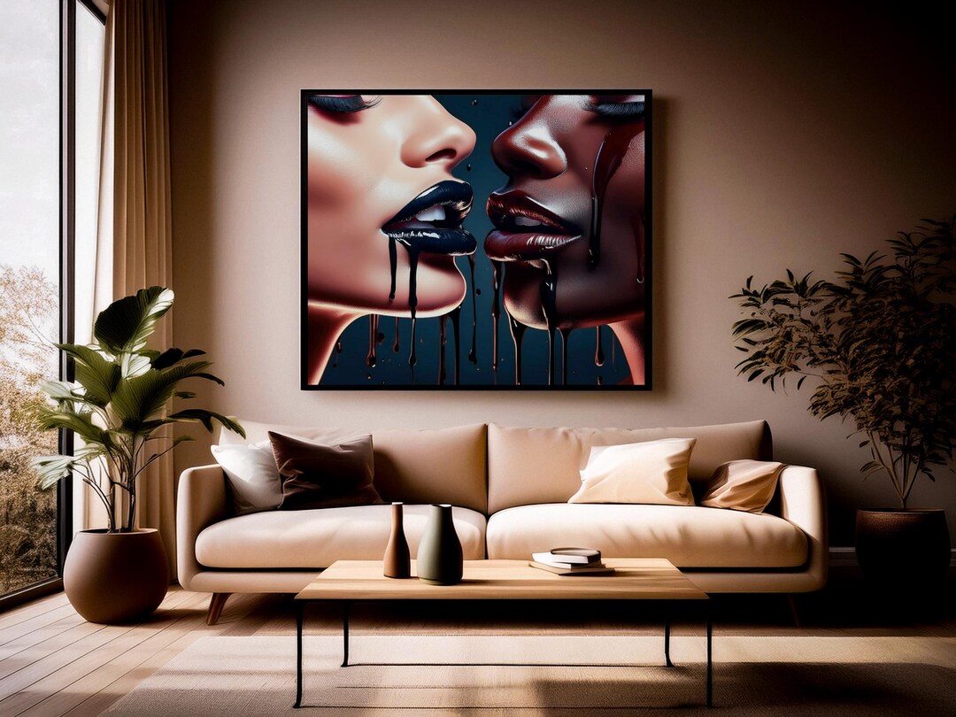 Two Females Lips Dripping Wet Printable Digital Wall Art Erotic ...