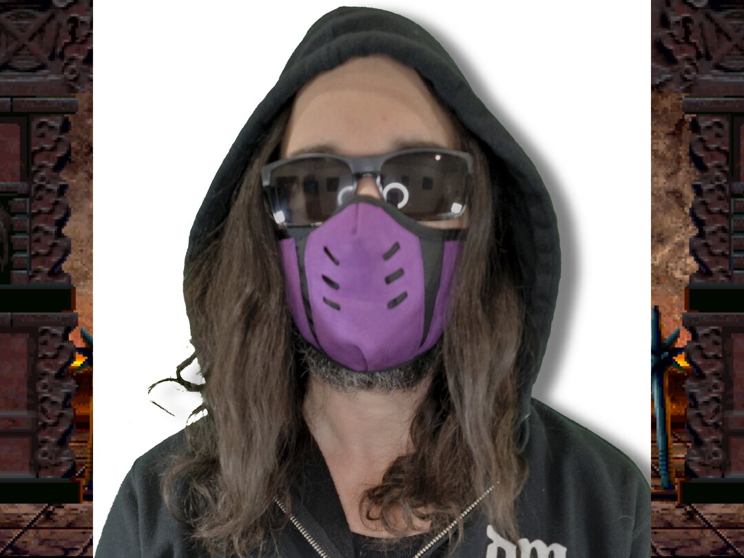 Mortal Kombat Face Mask Cover Purple Rain Washable PU Leather Halloween ...