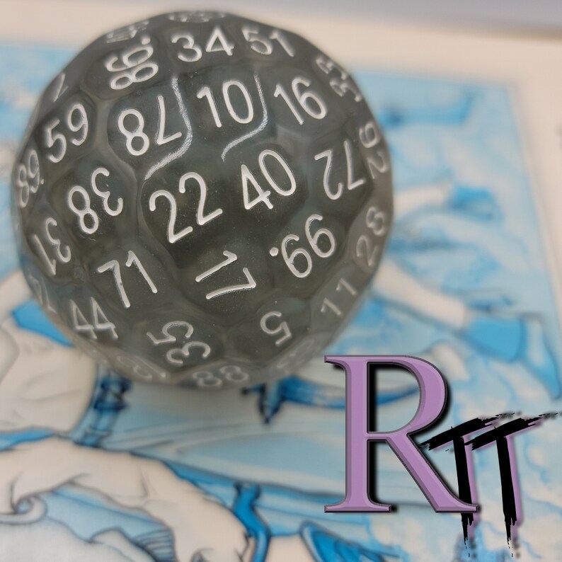 Transparent Gray D100 Polyhedral DND Die 100 Sided Dice Dungeons ...