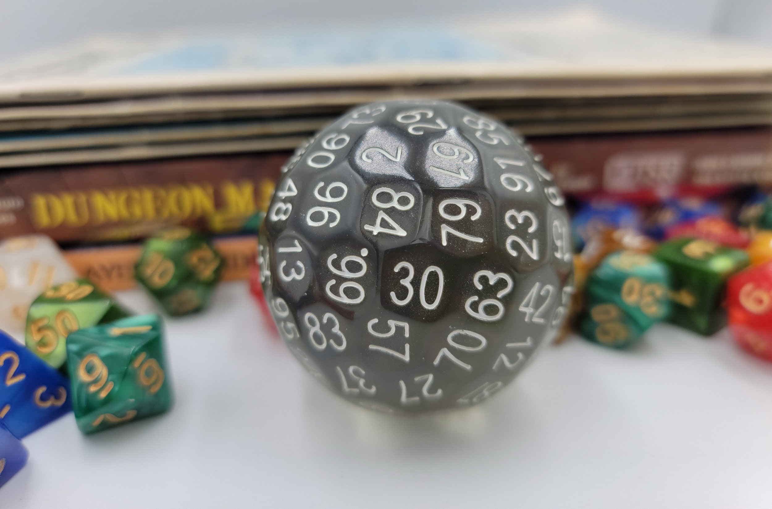Transparent Gray D100 Polyhedral DND Die 100 Sided Dice Dungeons ...