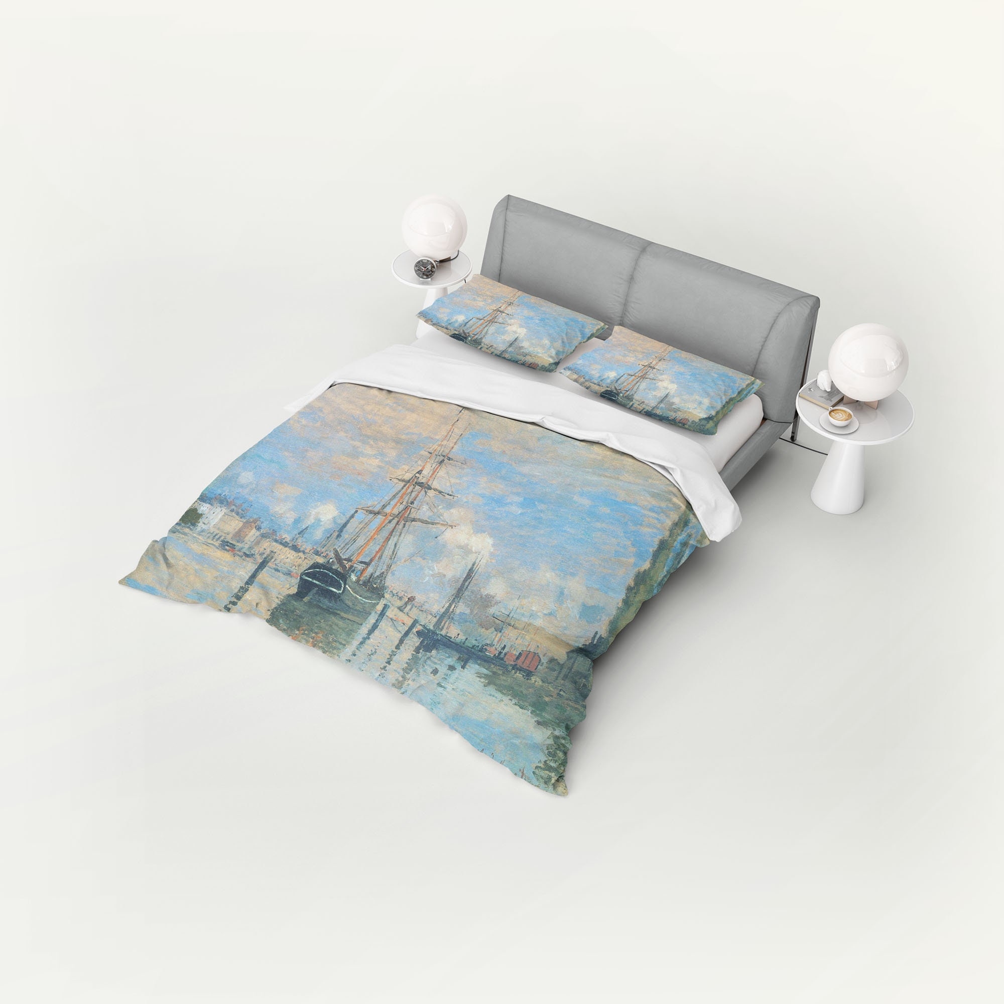 Bedding Boat Mast Sailing Duvet Cover Set Ship River Waterway Queen ...
