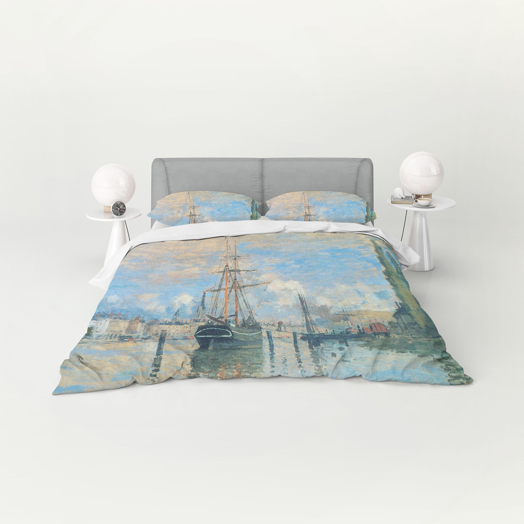Bedding Boat Mast Sailing Duvet Cover Set Ship River Waterway Queen ...