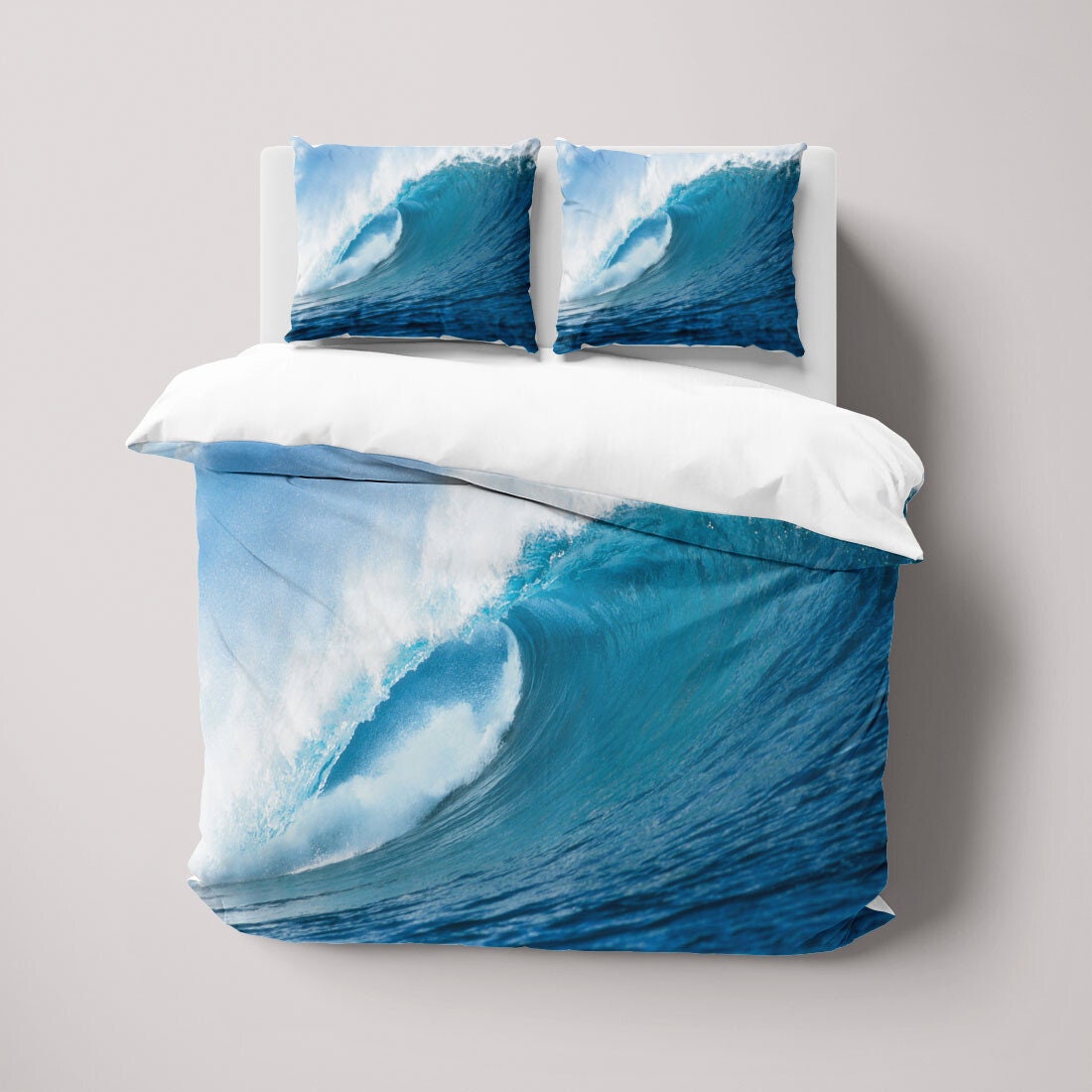 Surfing Wave Duvet Cover Set, Ocean Blue Bedding Set, Sea Quilt Cover ...