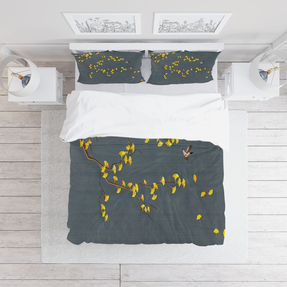 Ginkgo at Night Duvet Cover Set Botanical Quilt Cover | Etsy