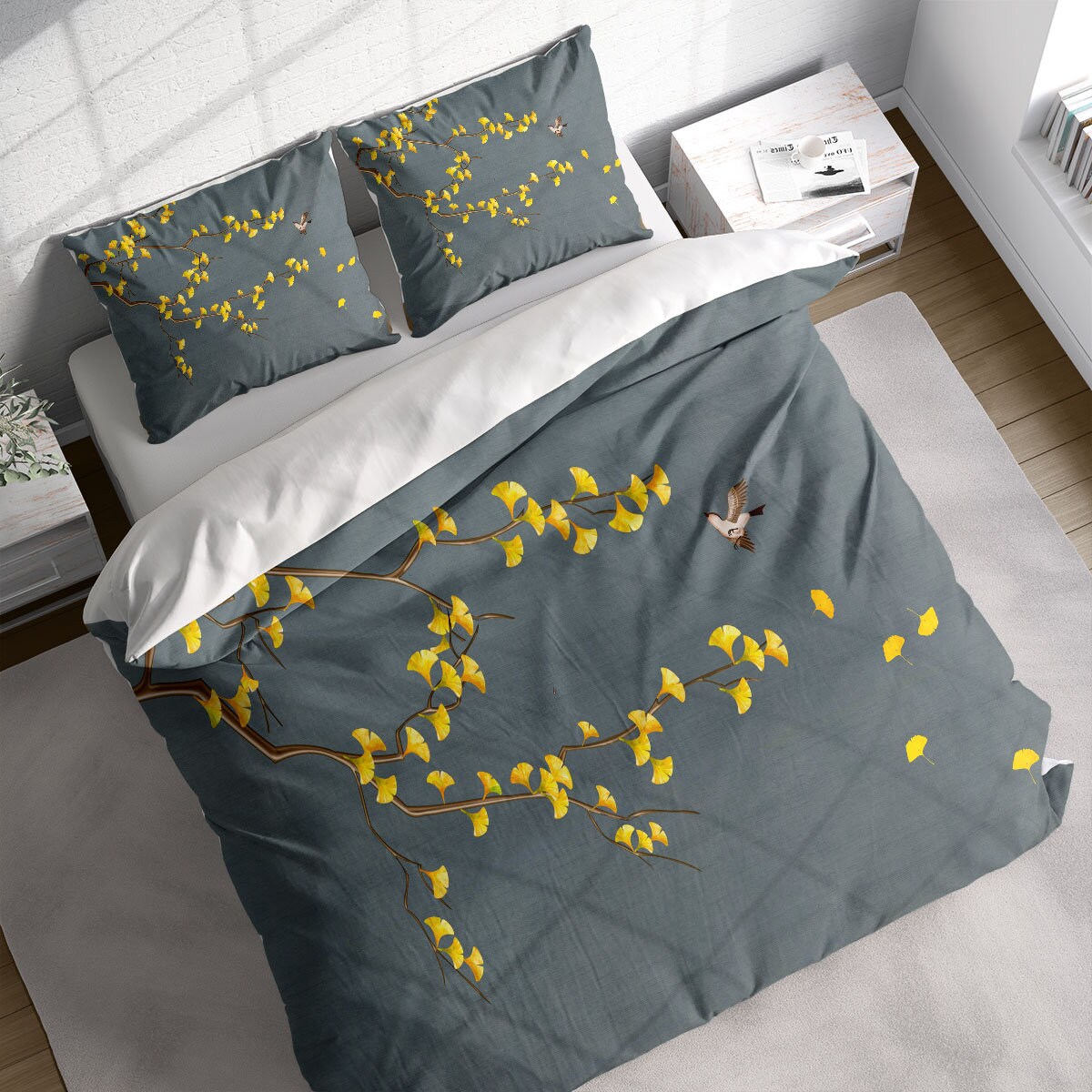 Ginkgo at Night Duvet Cover Set Botanical Quilt Cover | Etsy