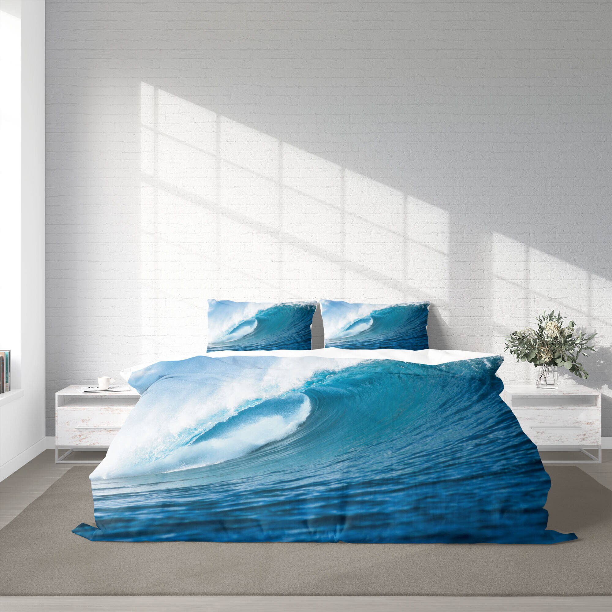 Surfing Wave Duvet Cover Set, Ocean Blue Bedding Set, Sea Quilt Cover ...
