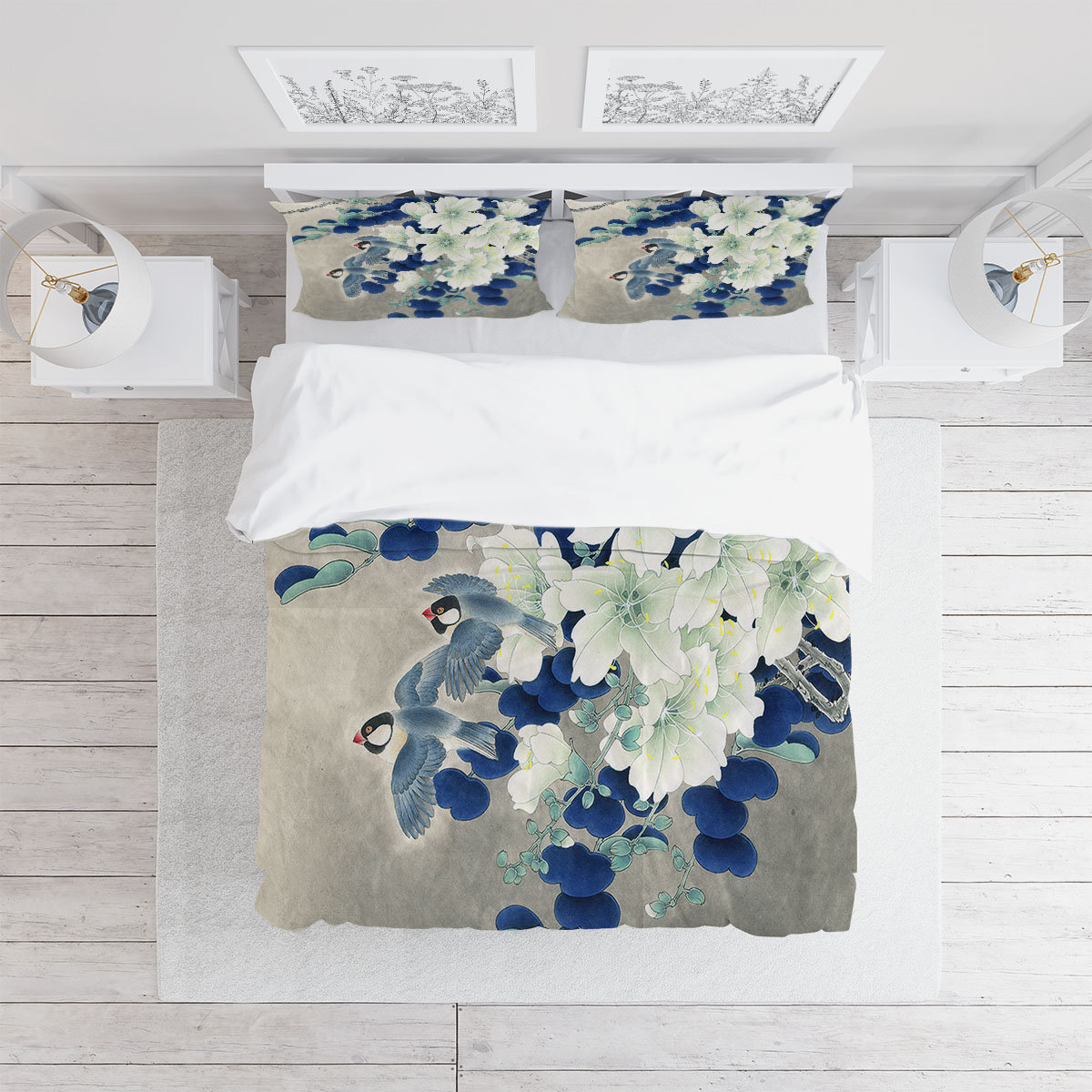 Magnolia Lovers Bird Duvet Cover Set, Asian Chinese Bedding Set ...