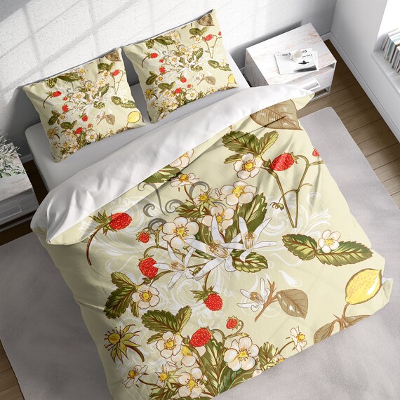 Yellow Ginkgo Leaves Branch Duvet Cover Set, Botanical Quilt Cover ...