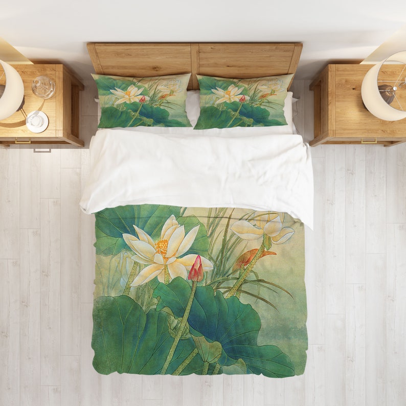 Water Lilies Duvet Cover Set Floral Chinese Bedding Set - Etsy