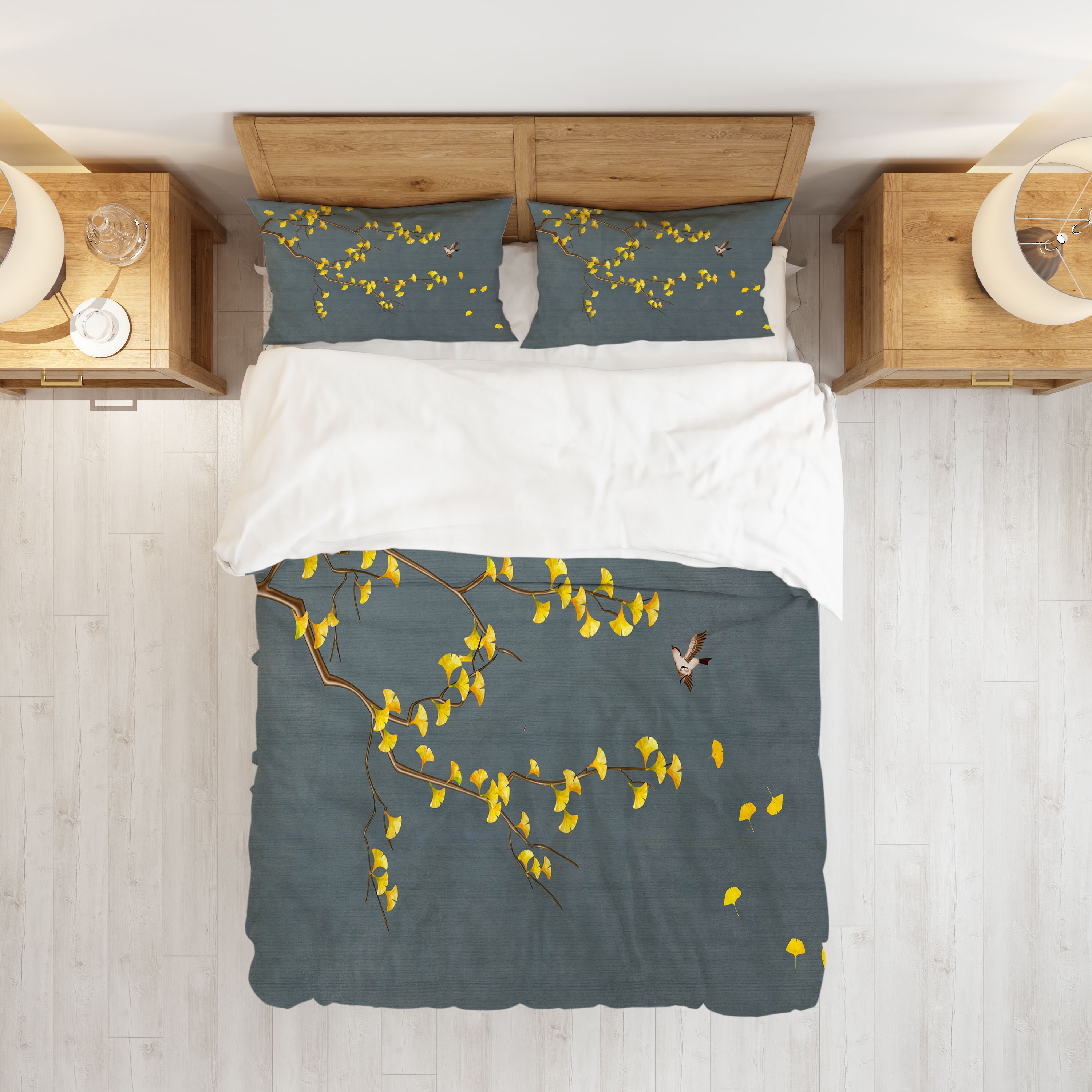 Ginkgo at Night Duvet Cover Set, Botanical Quilt Cover, Comforter ...