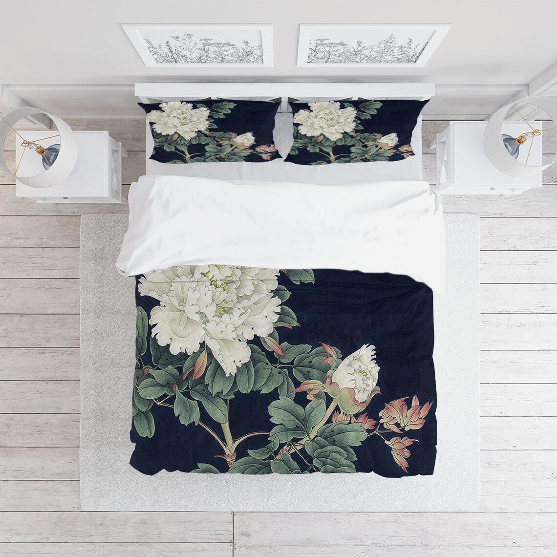Peony Flower Duvet Cover Set Floral Chinese Bedding Set - Etsy