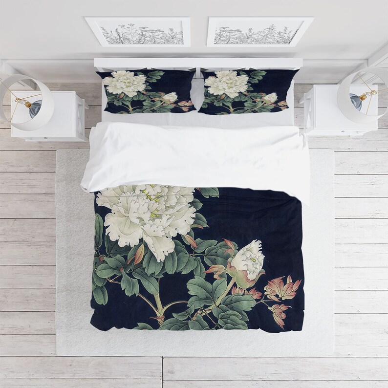 Peony Flower Duvet Cover Set Floral Chinese Bedding Set - Etsy