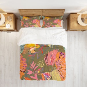 Graffiti Goldfish Duvet Cover Set, Pink Wildlife Bedding, Single Double ...