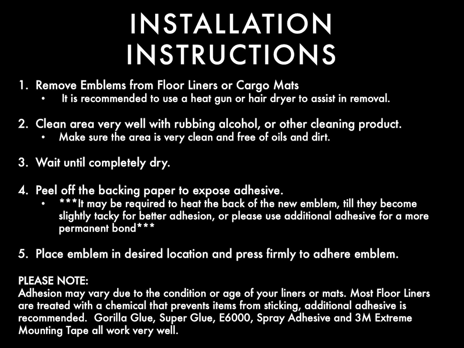 Custom Weathertech | Smartliner Replacement Emblem Sticker Decals Fit ...