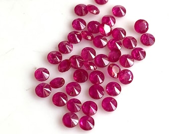 3mm Natural Ruby Faceted Round Cut Top AAA Quality Loose Ruby Faceted ...