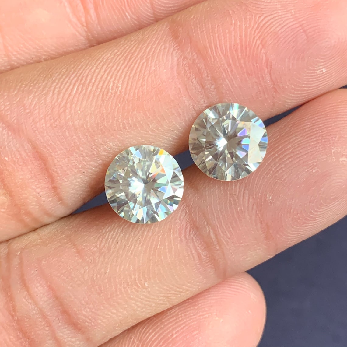 Natural Moissanite Round Pair Faceted Top AAA Quality GH Color | Etsy
