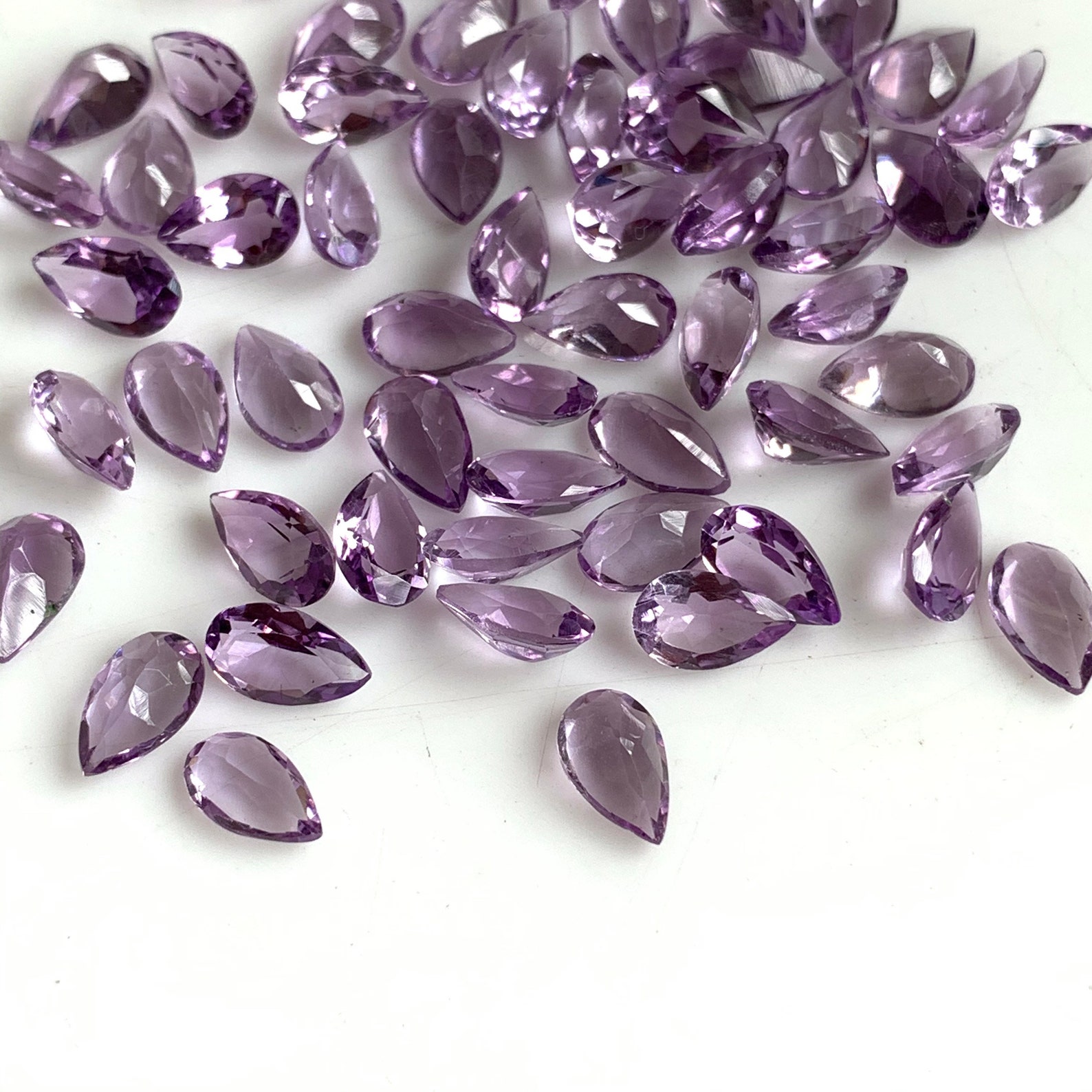 5 Pcs 6x9mm Natural Amethyst Faceted Pear Cut Gemstone Loose - Etsy