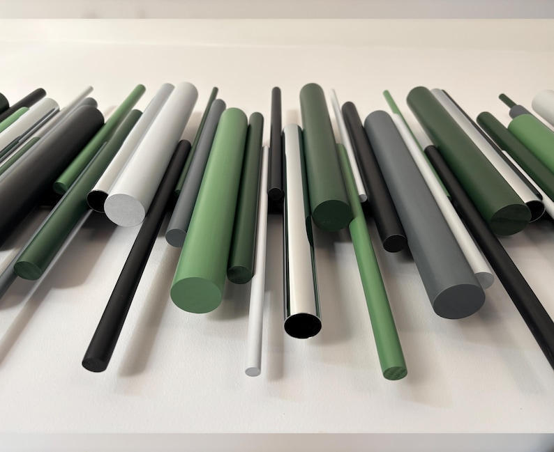 Modern Green Wood Wall Sculpture: Geometric Wall Art With Chrome, Urban ...