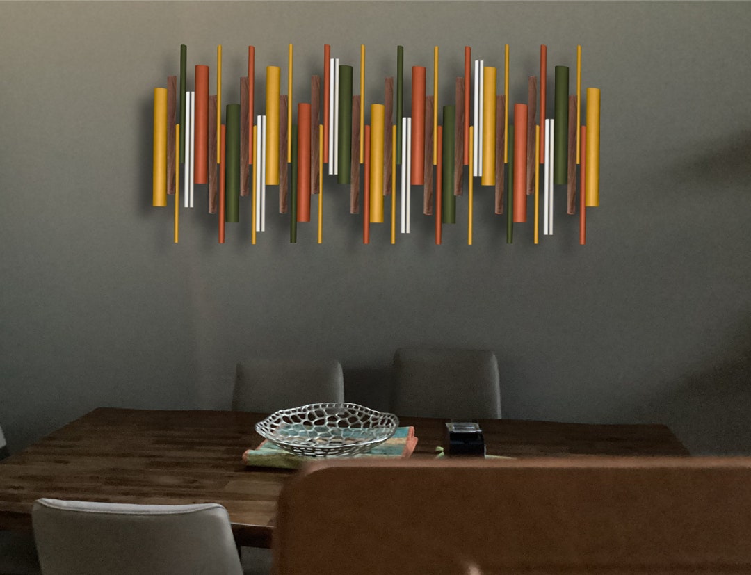 Walnut Wall Decor - Metal Sculpture Art - Warm Walnut Decor - Chrome ...