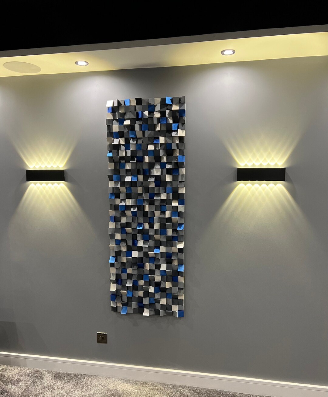 Wood Wall Art – 3D Sound Diffuser - Metallic Wall Decor - 5th Wedding ...