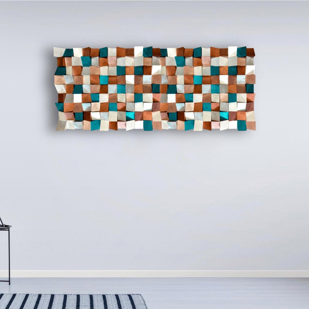 Acoustic Panel Wall Decor - 3D Sound Diffuser Art - Geometric Wood ...